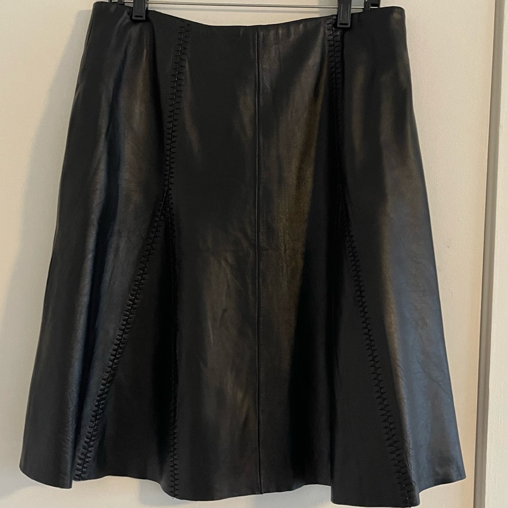 Mid Length Leather Skirt. - Gem